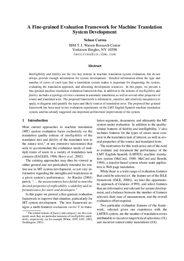 (PDF) A Fine-grained Evaluation Framework for Machine Translation ...