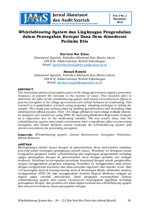 (PDF) Whistleblowing System dan Lingkungan Pengendalian Dalam ...