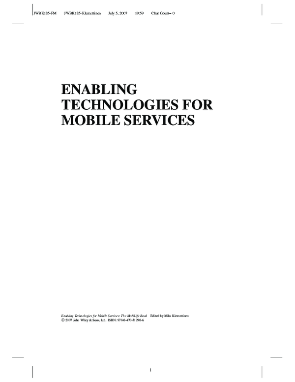 (PDF) Enabling Technologies for Mobile Services