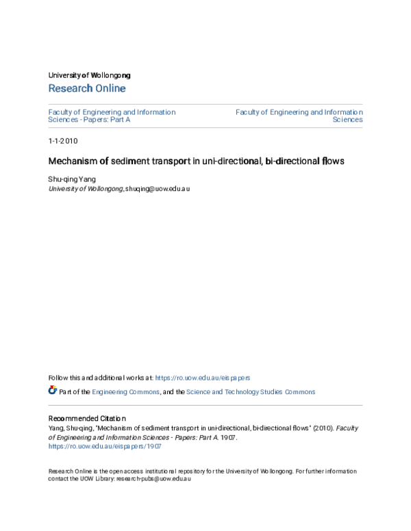 (PDF) Mechanism of sediment transport in uni-directional, bi ...