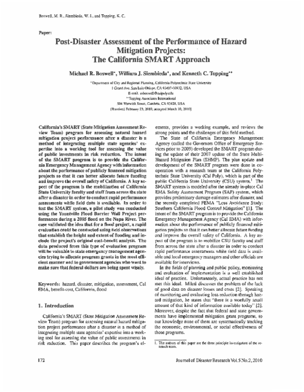 (PDF) Post-Disaster Assessment of the Performance of Hazard Mitigation ...