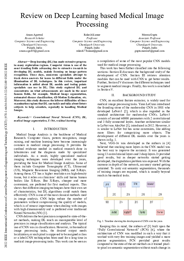 (PDF) Review on Deep Learning based Medical Image Processing