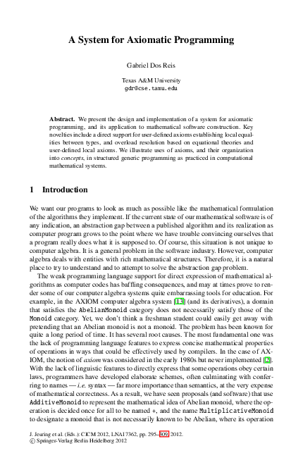 (PDF) A System for Axiomatic Programming