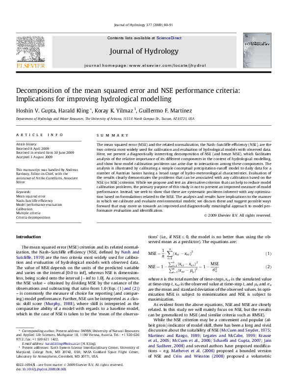 (PDF) Decomposition of the mean squared error and NSE performance ...
