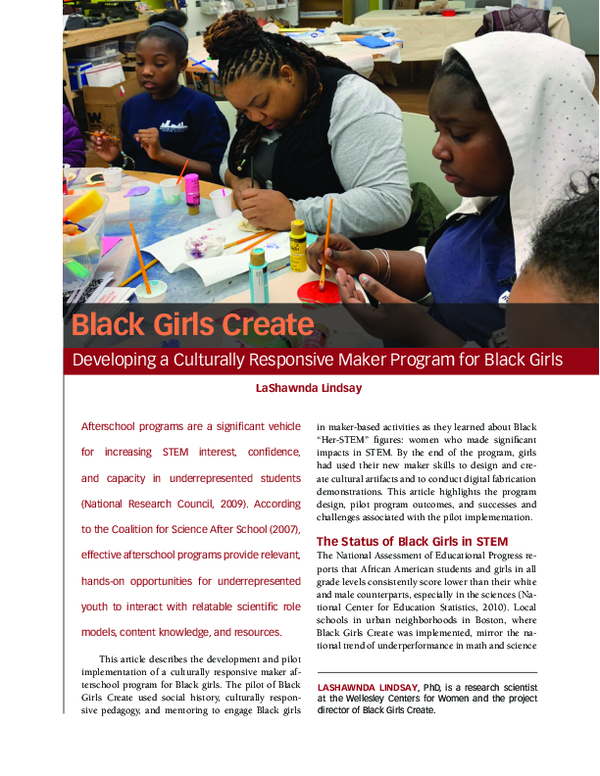 (PDF) Black Girls Create: Developing a Culturally Responsive Maker ...