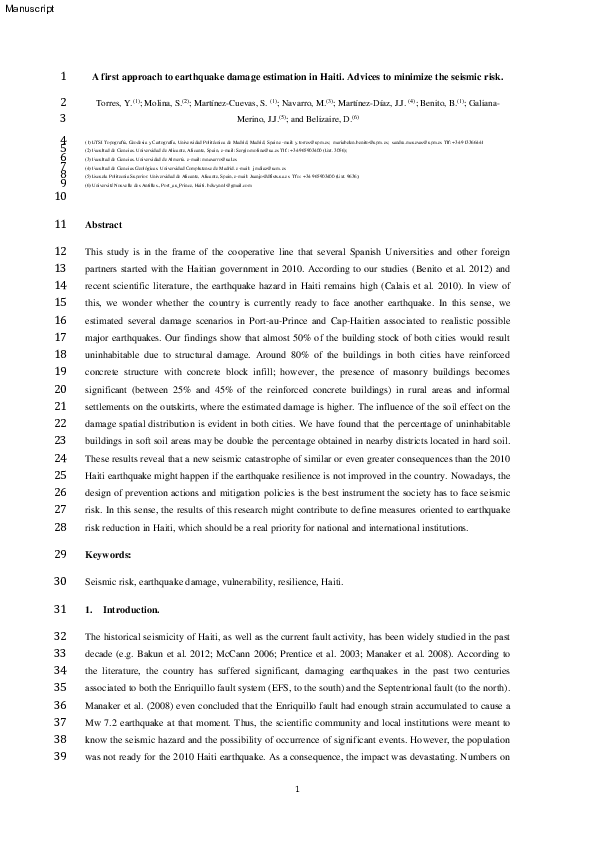 (PDF) A first approach to earthquake damage estimation in Haiti ...