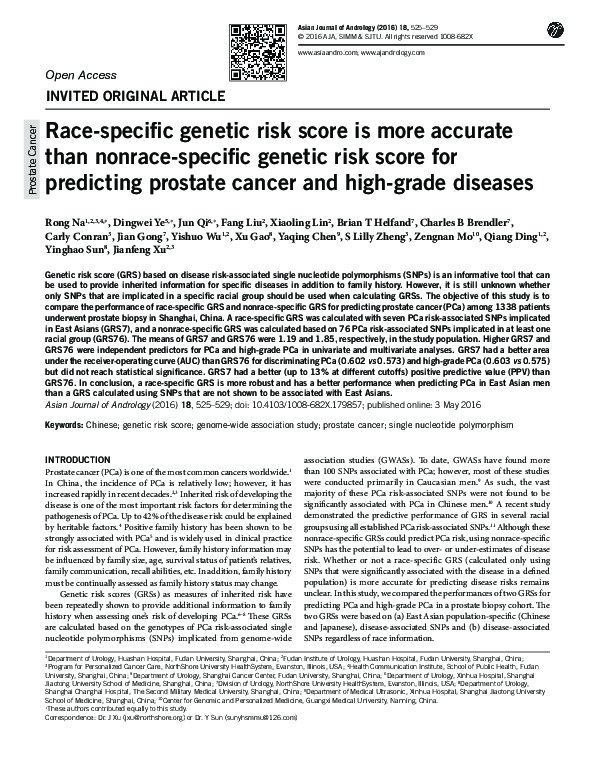 (PDF) Race-specific genetic risk score is more accurate than nonrace ...