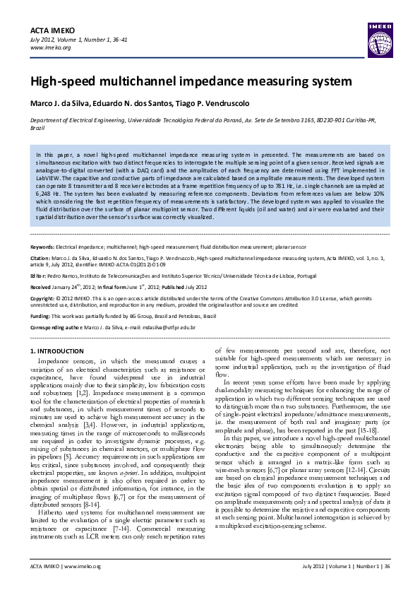 (PDF) High-speed multichannel impedance measuring system