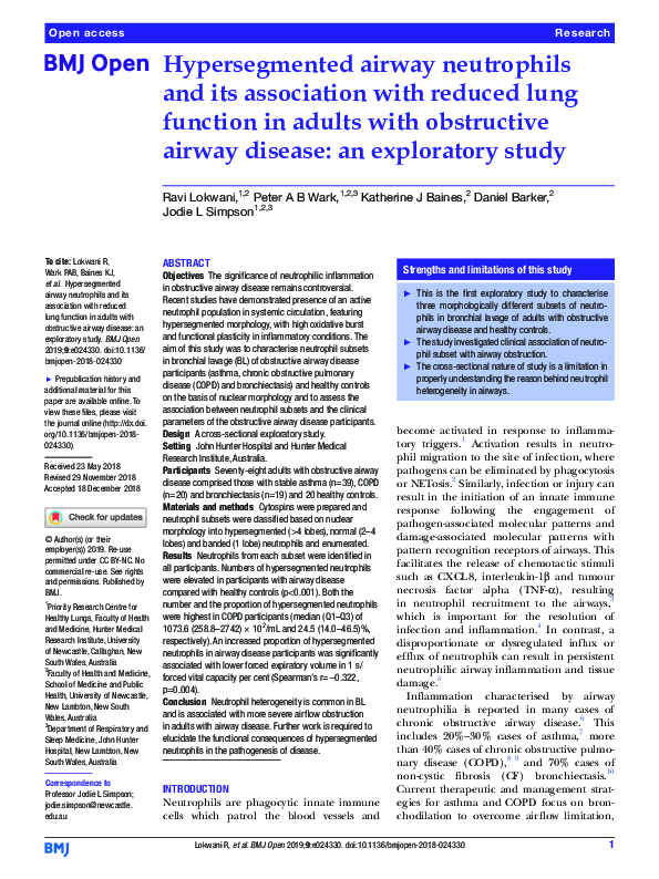 (PDF) Hypersegmented airway neutrophils and its association with ...