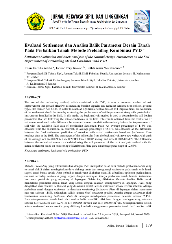 Pdf Settlement Evaluation And Back Analysis Of The Ground Design