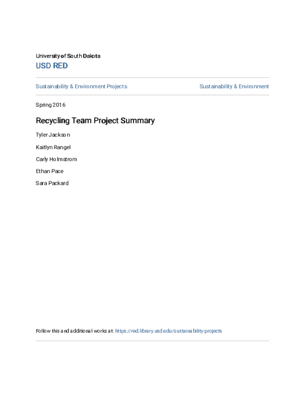 (PDF) Recycling Team Project Summary