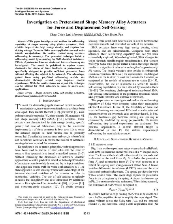 (PDF) Investigation on pretensioned shape memory alloy actuators for force and displacement self ...