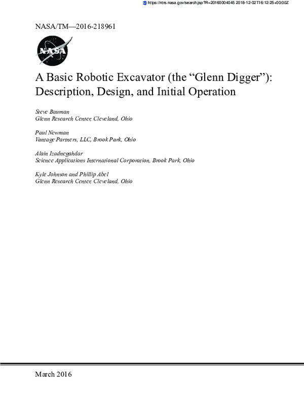 (PDF) A Basic Robotic Excavator (the Glenn Digger): Description, Design ...