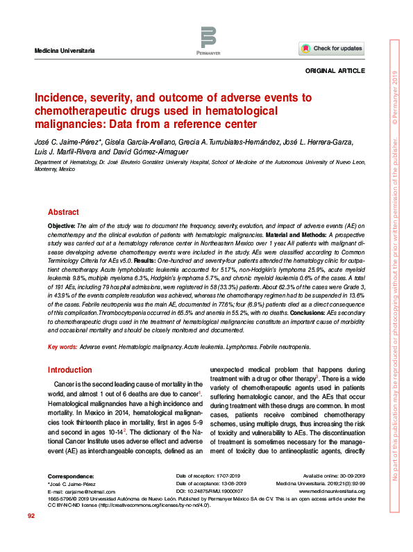(PDF) Adverse Effects of Drugs Used to Treat Hematologic Malignancies ...