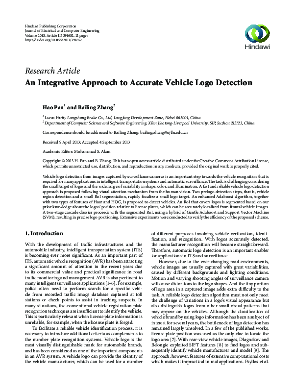 (PDF) An Integrative Approach to Accurate Vehicle Logo Detection
