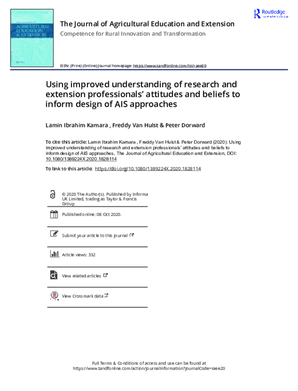 (PDF) Using improved understanding of research and extension ...