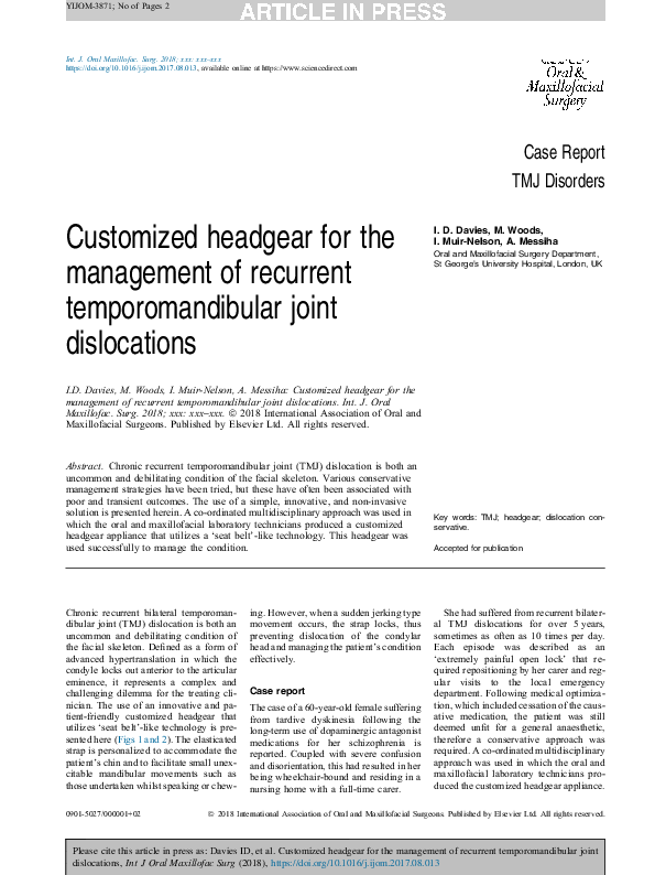 (PDF) Customized headgear for the management of recurrent ...