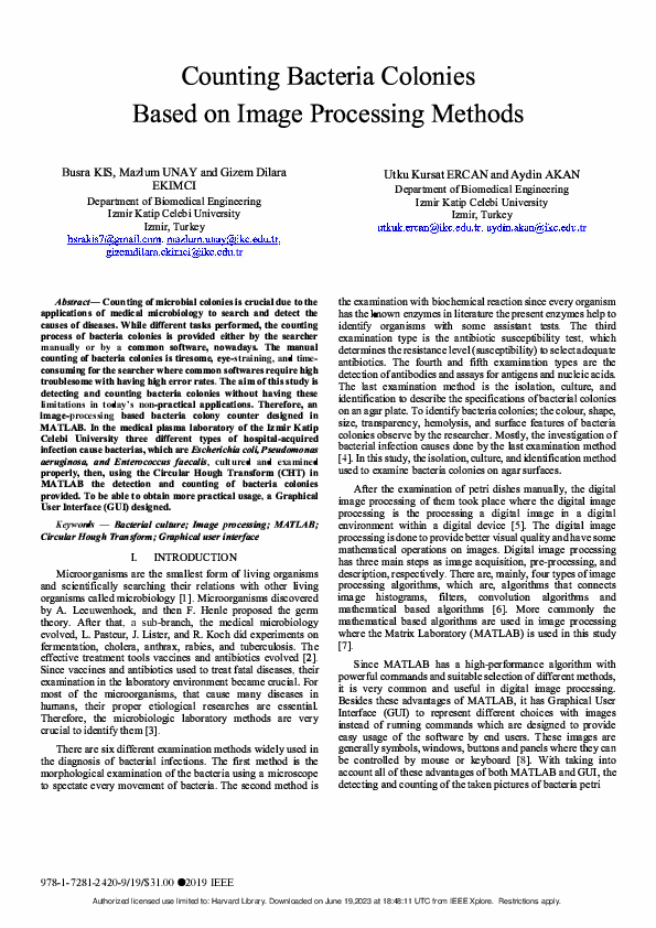 (PDF) Counting Bacteria Colonies Based on Image Processing Methods | Gizem Dilara Özdemir ...
