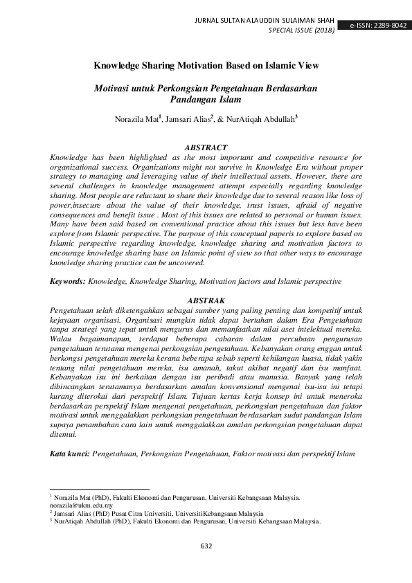 (PDF) Knowledge Sharing Motivation Based on Islamic View
