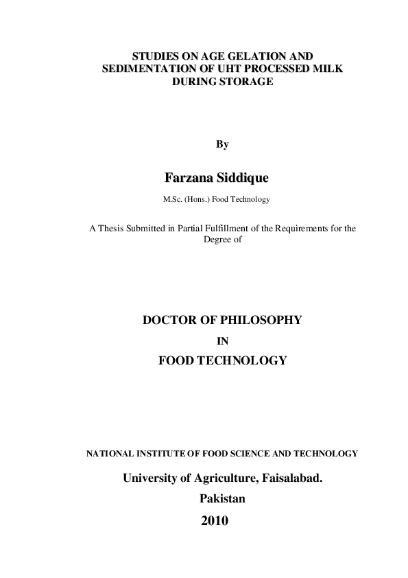 (PDF) Studies on Age Gelationand Sedimentation of Uht Processed Milk ...