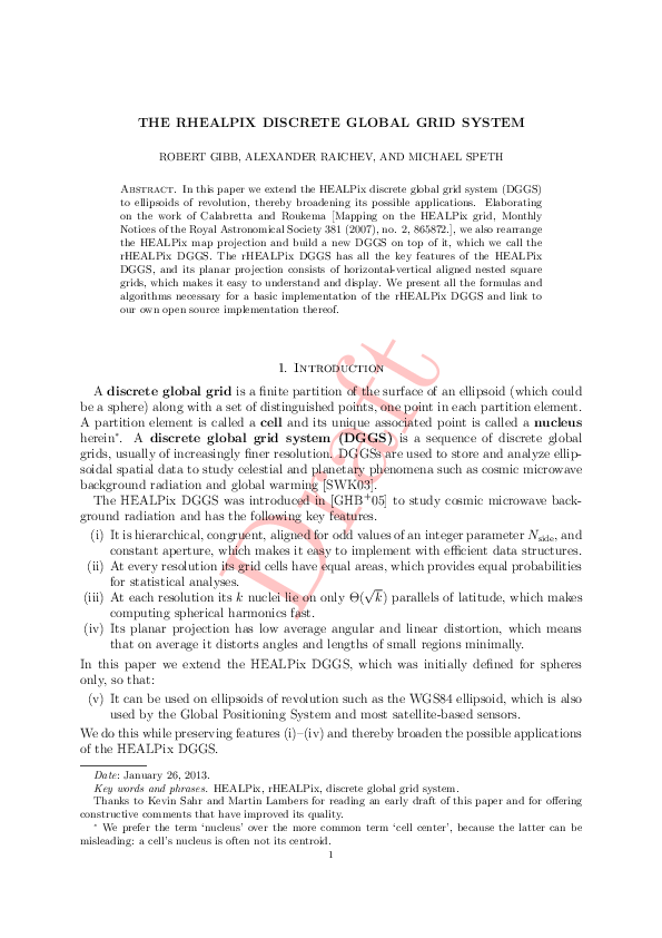 (PDF) The rHEALPix Discrete Global Grid System