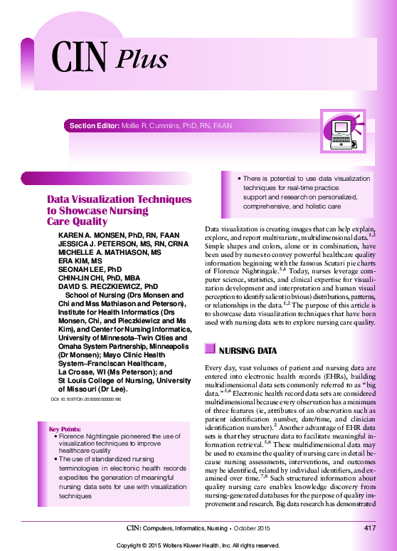(PDF) Data Visualization Techniques to Showcase Nursing Care Quality