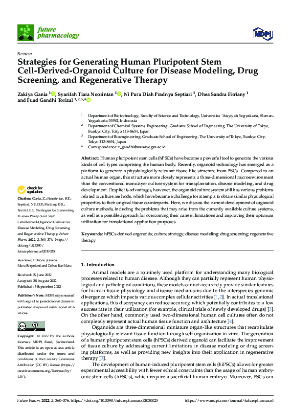 (PDF) Strategies for Generating Human Pluripotent Stem Cell- Derived-Organoid Culture for ...