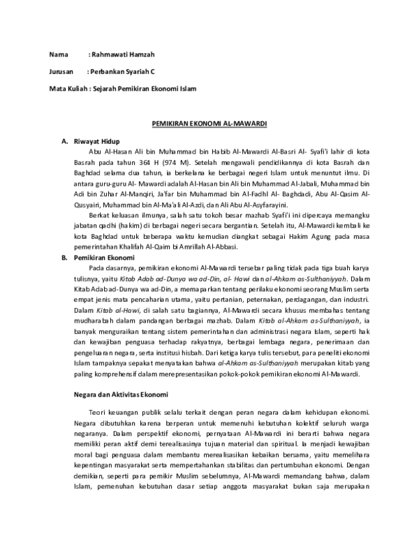 (PDF) PEMIKIRAN EKONOMI AL-MAWARDI