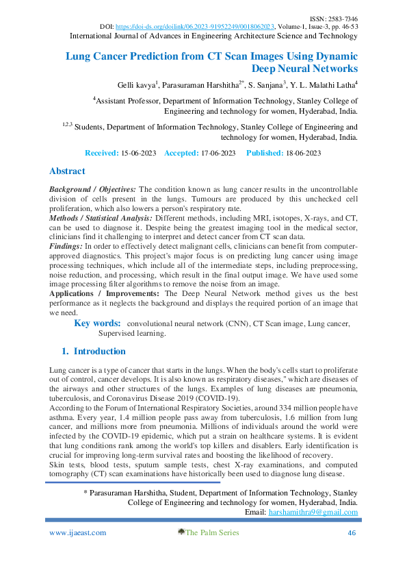 (PDF) Lung Cancer Prediction from CT Scan Images Using Dynamic Deep ...