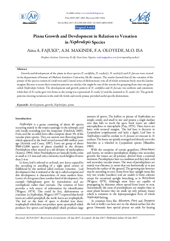 (PDF) Pinna Growth and Development in Relation to Venation in ...