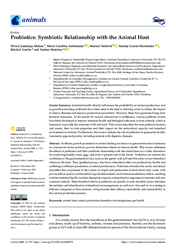 (PDF) Probiotics: Symbiotic Relationship with the Animal Host