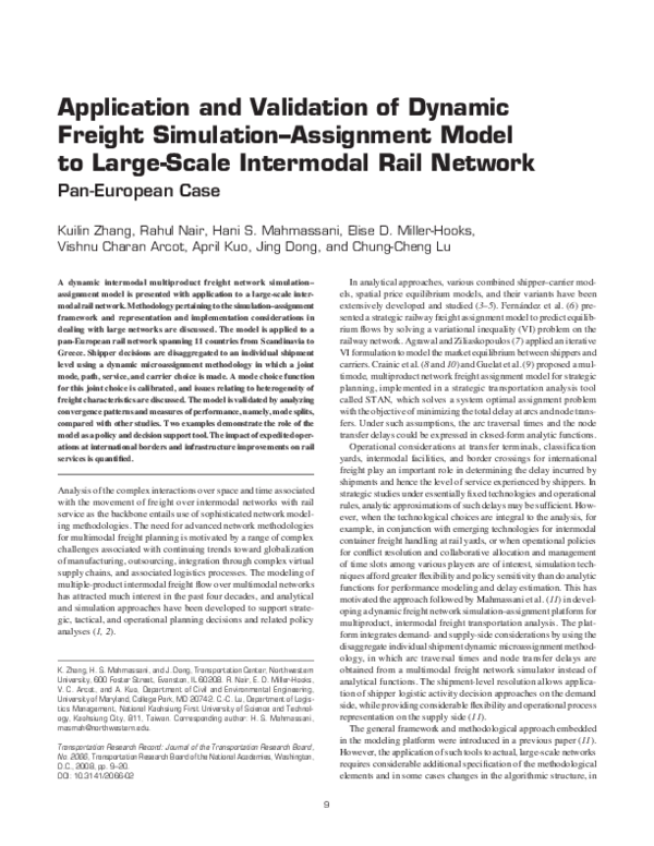 Pdf Application And Validation Of Dynamic Freight Simulationassignment Model To Large Scale