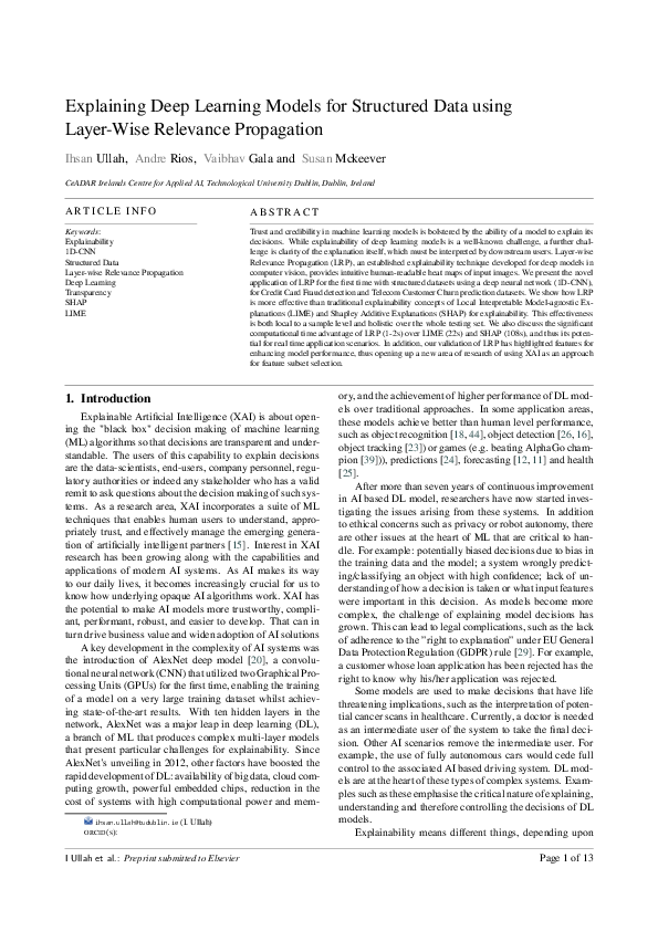 (PDF) Explaining Deep Learning Models for Structured Data using Layer-Wise Relevance Propagation
