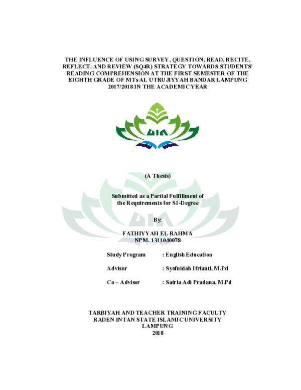 (PDF) THE INFLUENCE OF USING SURVEY, QUESTION, READ, RECITE,REFLECT ...