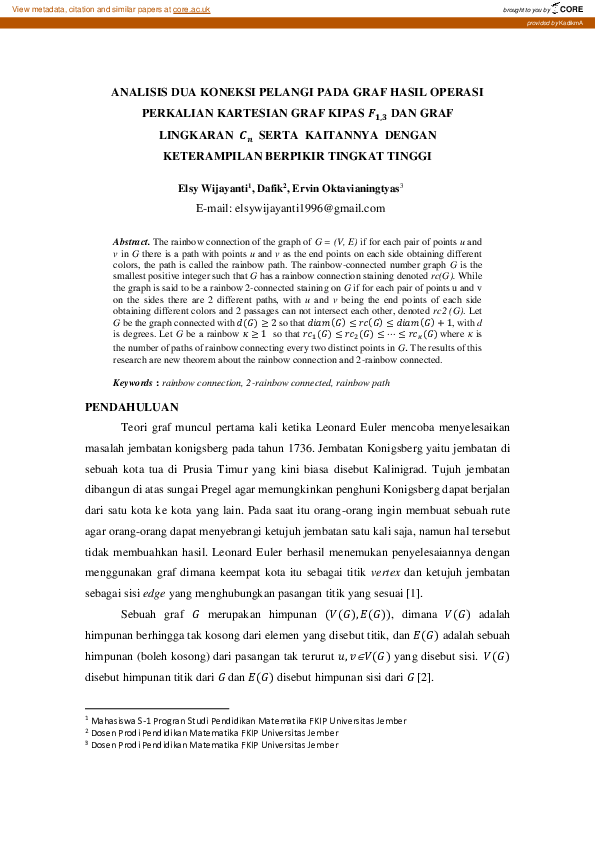 (PDF) ANALISIS DUA KONEKSI PELANGI PADA GRAF HASIL OPERASI PERKALIAN ...