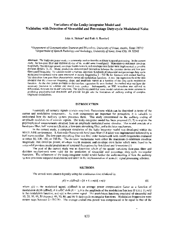 (PDF) Variations of the leaky‐integrator model and validation with ...