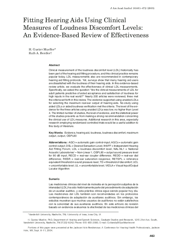 (PDF) Fitting Hearing Aids Using Clinical Measures of Loudness ...