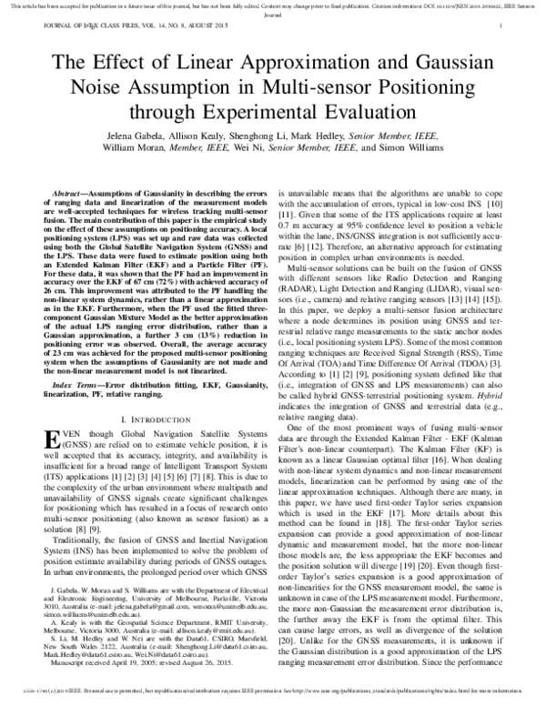(PDF) The Effect of Linear Approximation and Gaussian Noise Assumption in Multi-Sensor ...