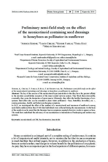 (PDF) Preliminary semi-field study on the effect of the neonicotinoid ...