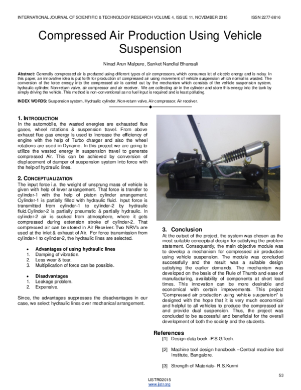 (PDF) Compressed Air Production Using Vehicle Suspension