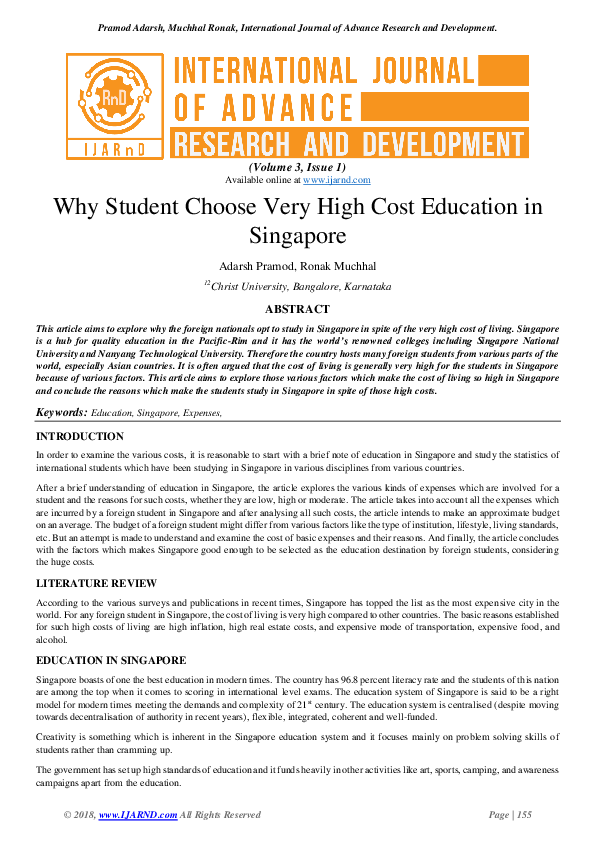 (PDF) Why Student Choose Very High Cost Education in Singapore