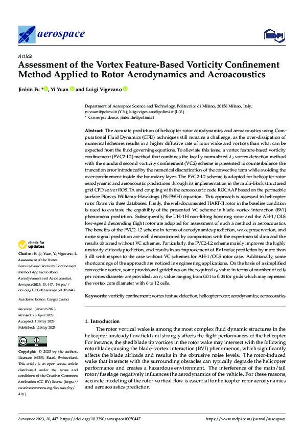 (PDF) Vortex Feature-Based Vorticity Confinement in Rotor Analysis