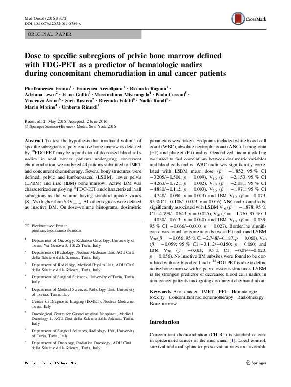 (PDF) Dose to specific subregions of pelvic bone marrow defined with ...