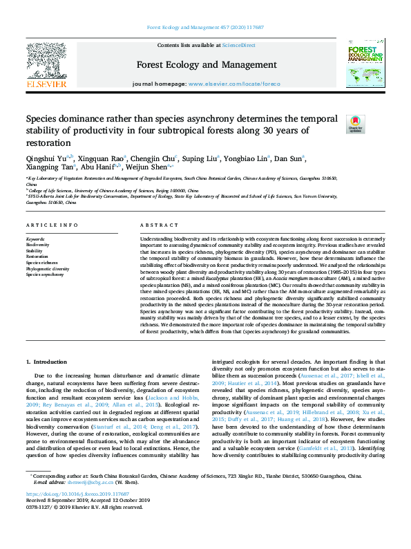 (PDF) Species dominance rather than species asynchrony determines the ...