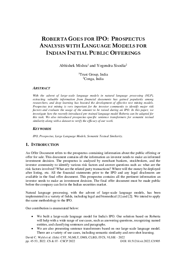 (PDF) Roberta Goes for IPO: Prospectus Analysis with Language Models ...