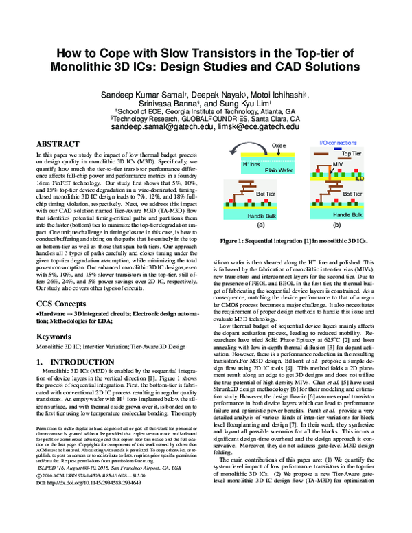 (PDF) How to Cope with Slow Transistors in the Top-tier of Monolithic ...