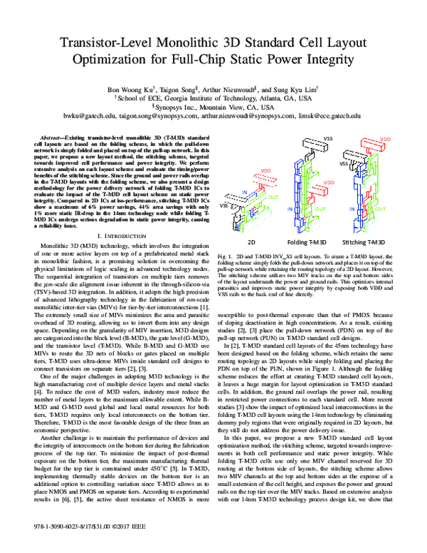 (PDF) Transistor-level monolithic 3D standard cell layout optimization for full-chip static ...