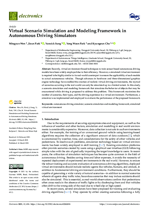 Pdf Virtual Scenario Simulation And Modeling Framework In Autonomous