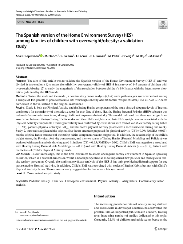 (PDF) The Spanish version of the Home Environment Survey (HES) among ...
