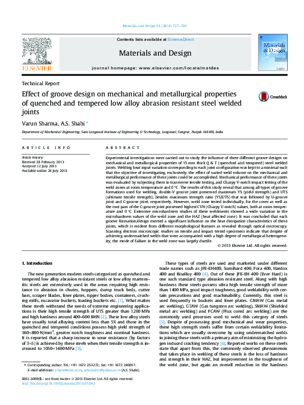 (PDF) Effect of groove design on mechanical and metallurgical ...